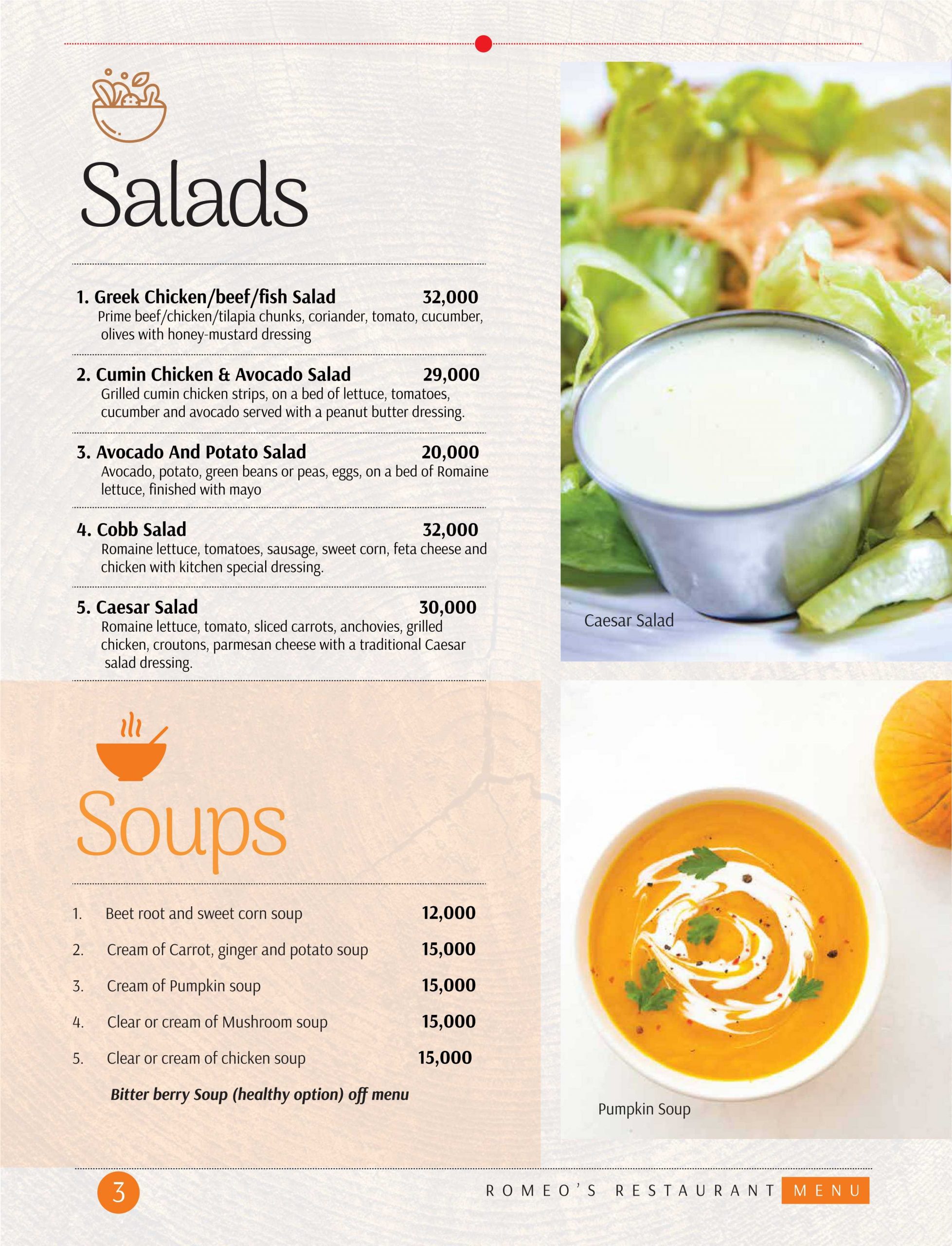 BREAKFAST & SALAD - ROMEOS RESTAURANT MENU